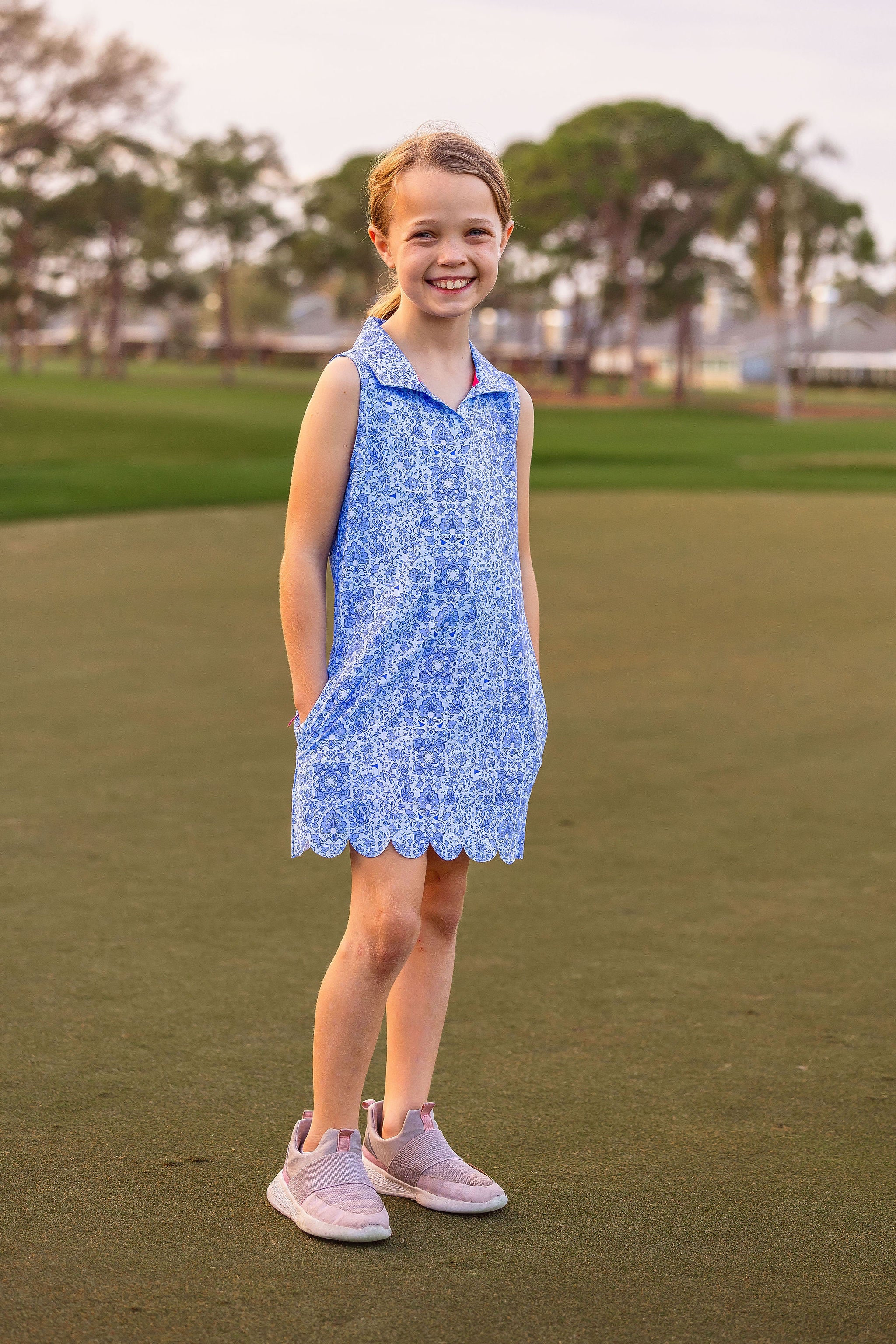 Girls Natalee Woven Dress - Riviera Glacial Blue – TurtlesAndTees